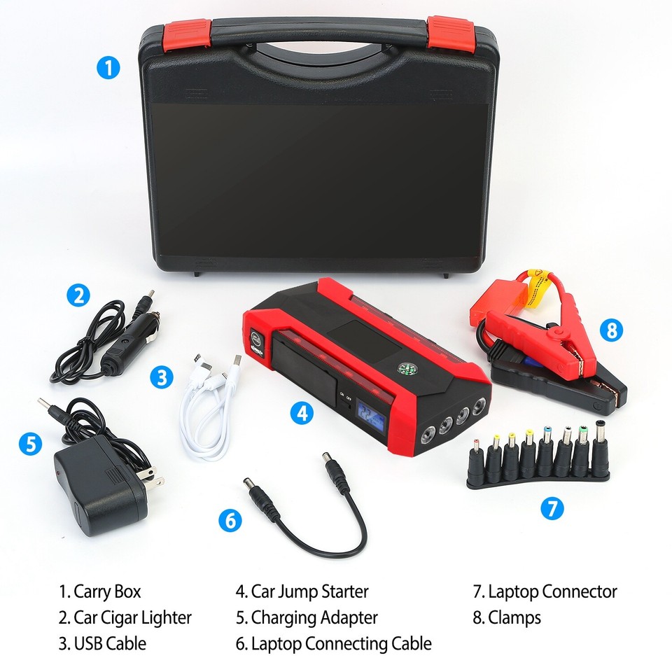 Car Jump Starter Booster Jumper Box Power Bank Battery Charger 1000A ...
