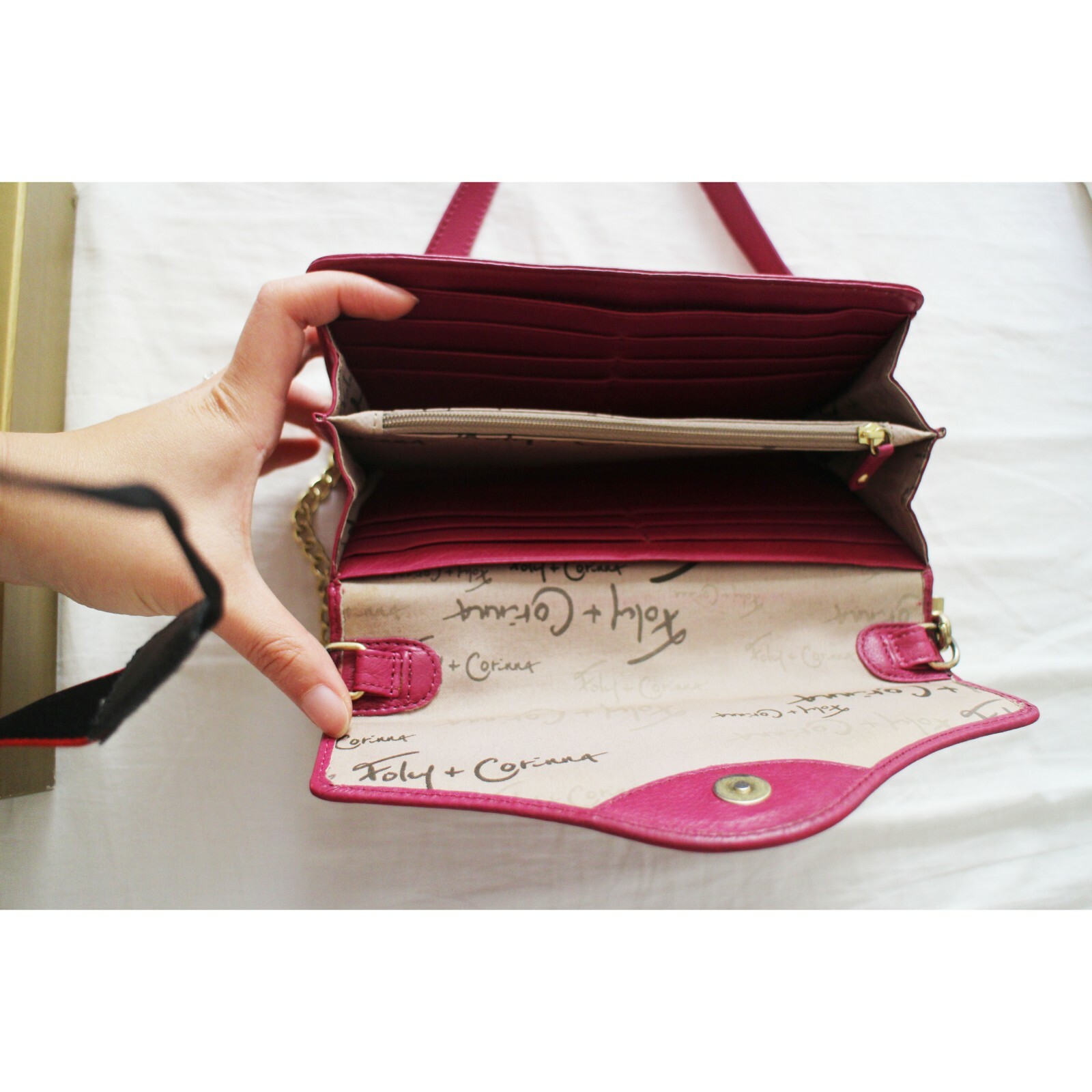 Foley + Corinna Pebble Leather Magenta Pink Wallet on a Chain | eBay