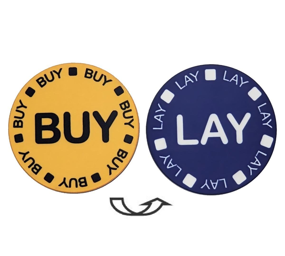 Craps 2-Sided On/Off & Buy/Lay 1.5" Ceramic Chip-Size Lammer Buttons (4 ...