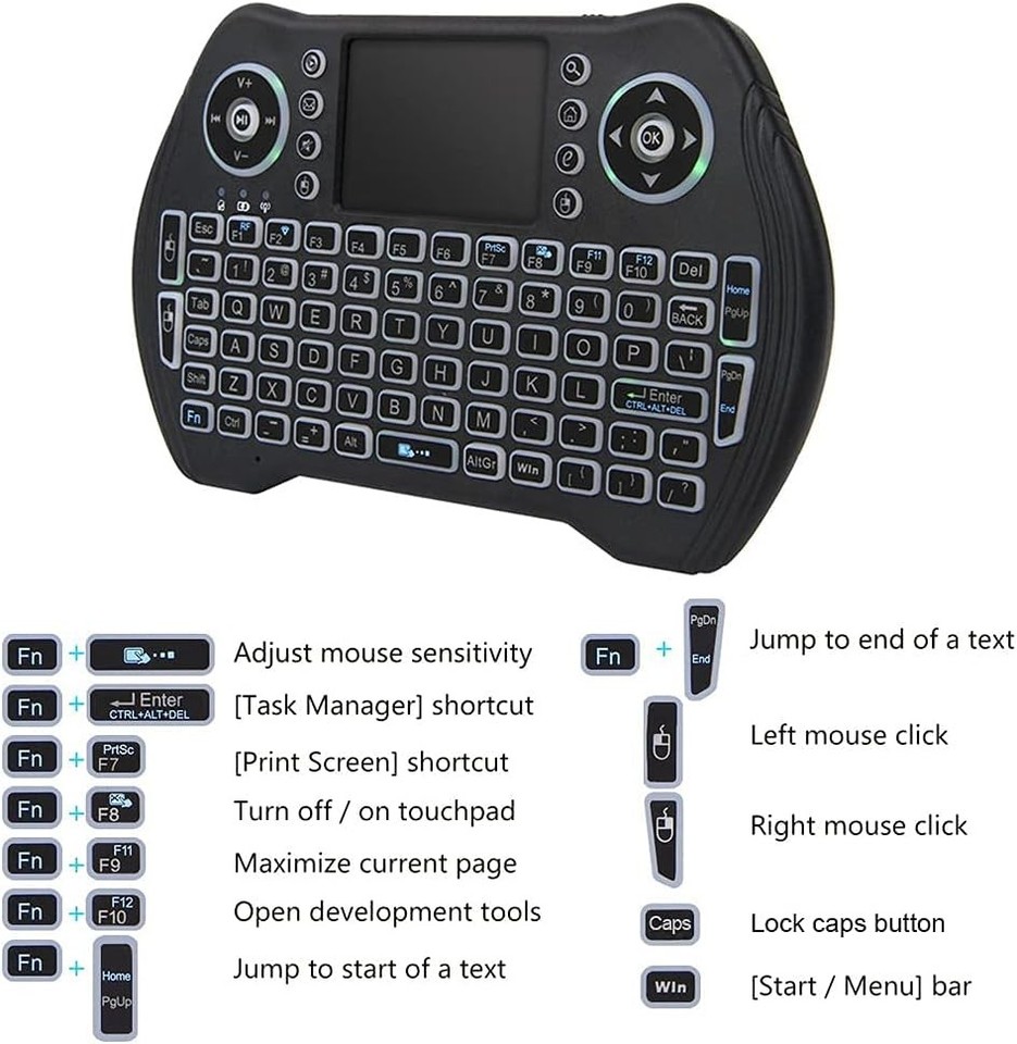 BL Mini Wireless Keyboard Remote Control with Touchpad Mouse Multi ...