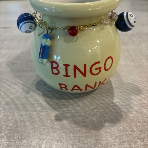 Bingo Ceramic Bank w Charms Card 068 Balls Vintage 70’s Unique Bingo ...