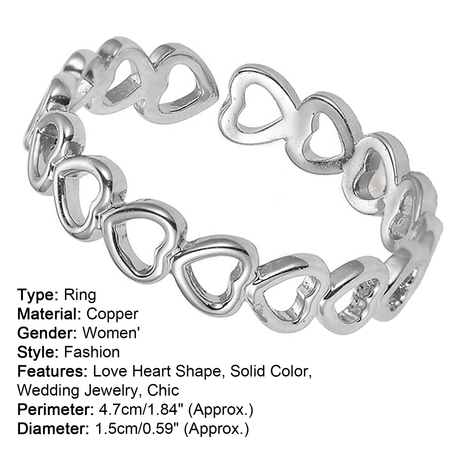 Ring Practical Exquisite Hollow Love Heart Ring Simplicity Design ...