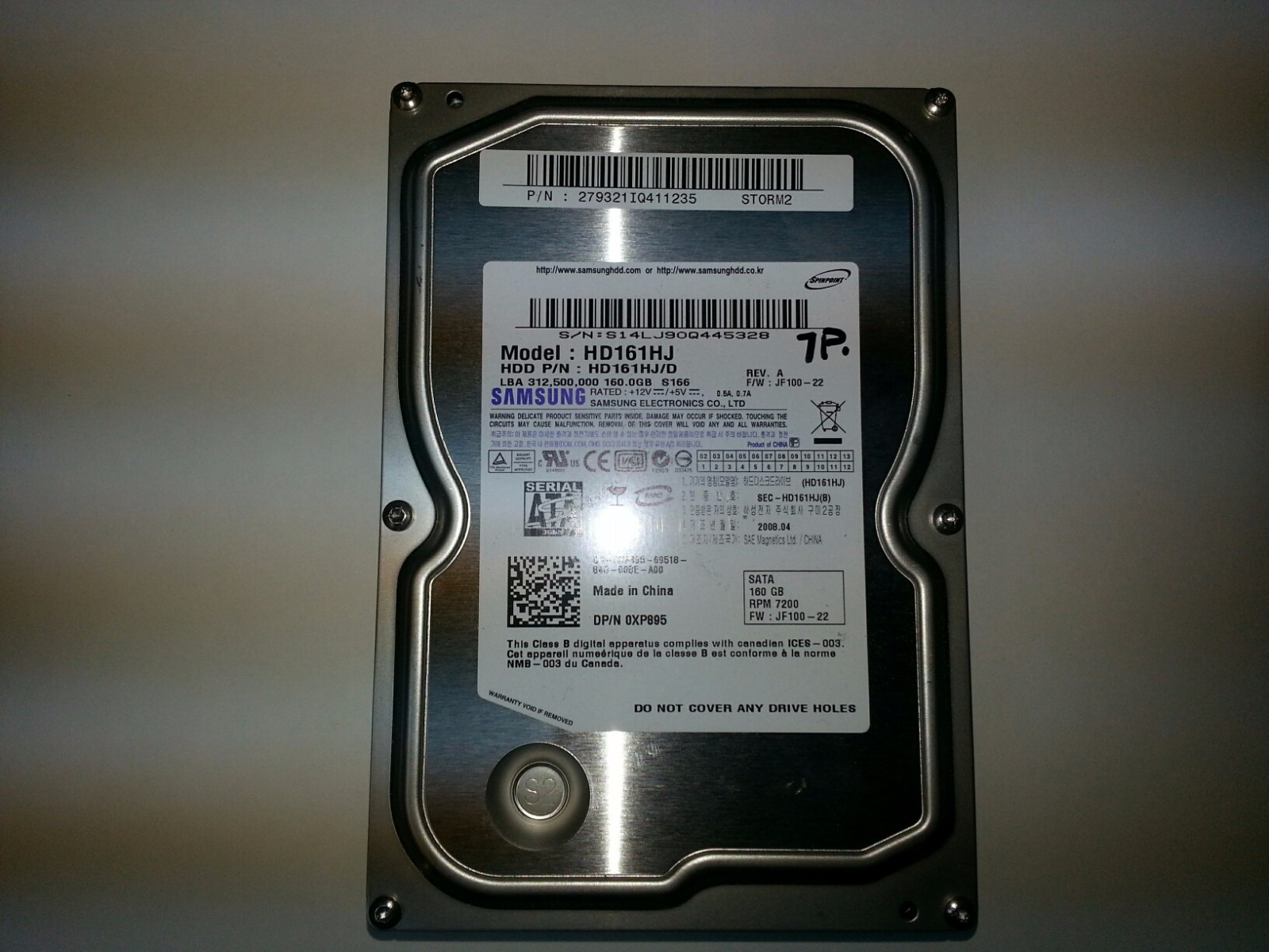 Samsung Spinpoint S166 160GB HD161HJ Internal 7200 RPM 3.5" SATA TESTED ...