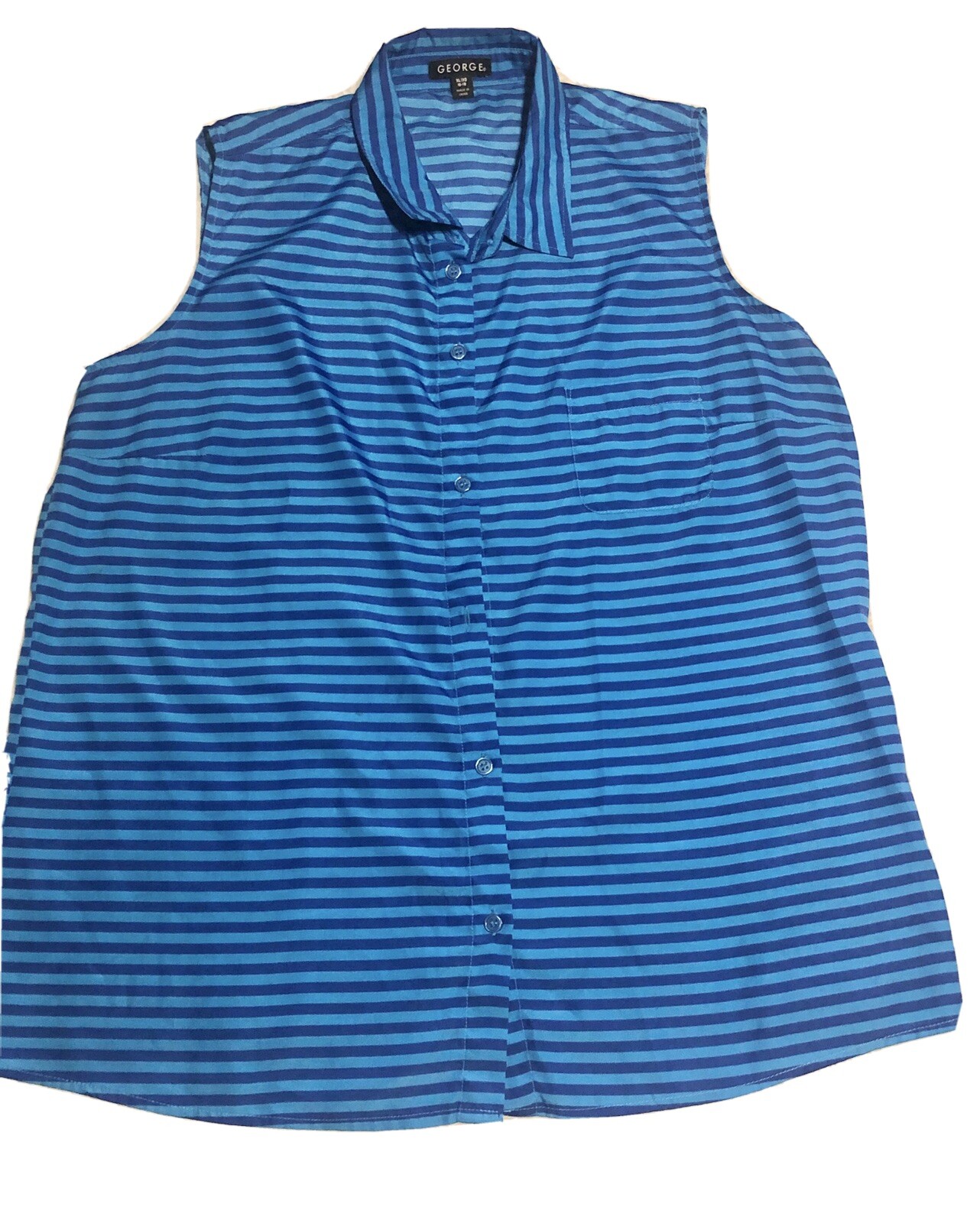 George Shirt Size XL/XG 16-18 Blouse Sleeveless Top Women’s Blue Dark ...