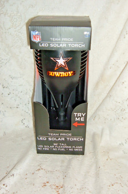 DALLAS COWBOYS BLACK LED SOLAR FLICKERING FLAME TORCH 36" TALL NEW | eBay