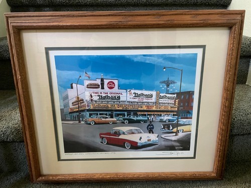 Stan Cline Nathan's lithograph 1995 with oak frame perfect condition ...