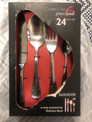 Amefa Monogram Cutlery For 6 People 24 Piece Stainless Steel Set Boxed ...