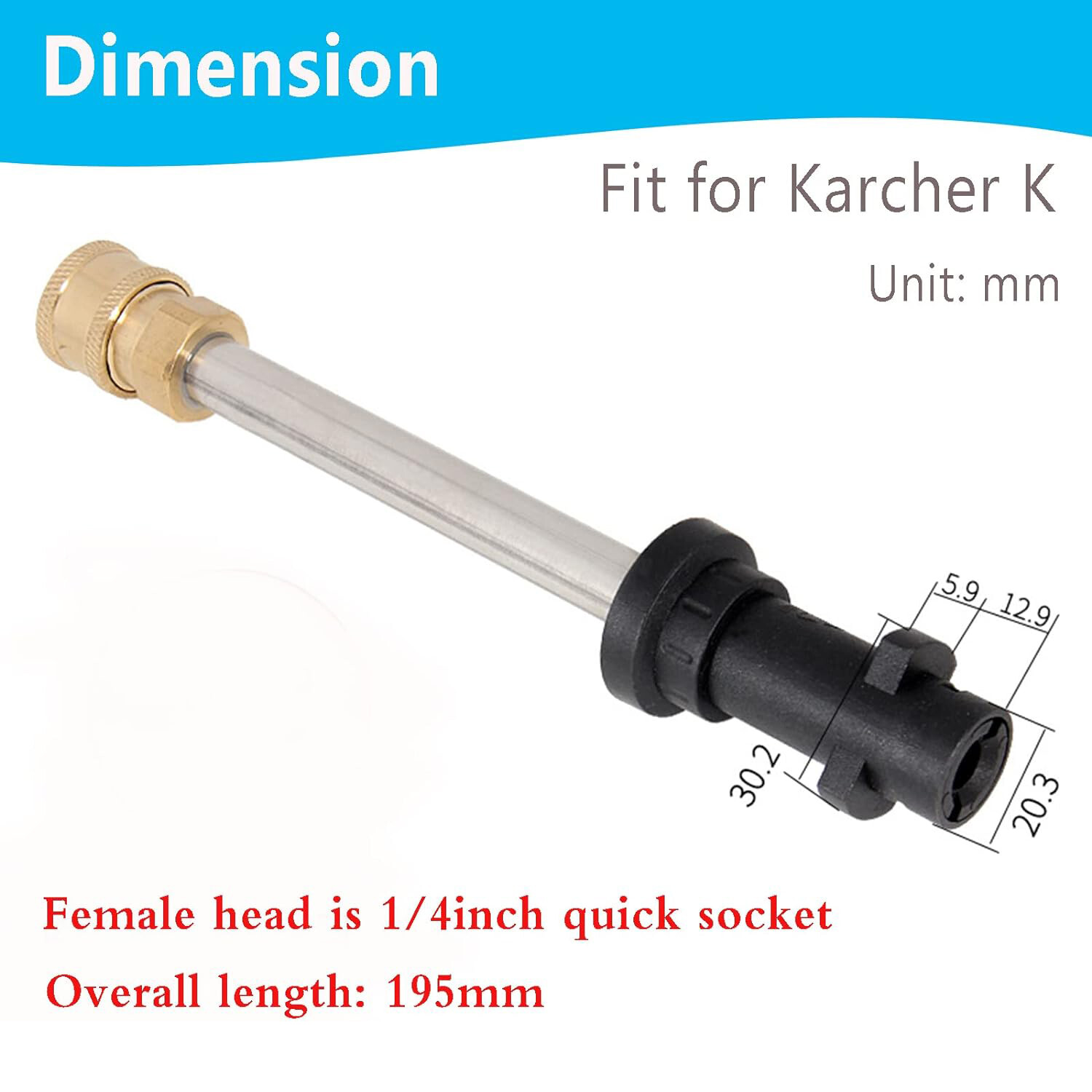 1/4" Pressure Washer Lance Gun Adapter Connector For Karcher K K2 K3 K4 ...