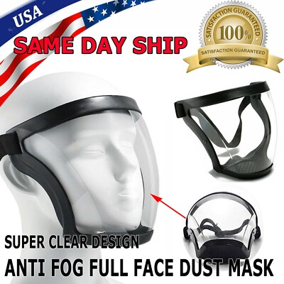 Full Face Anti-Fog Shield Super Protective Mask Safety Transparent Head ...