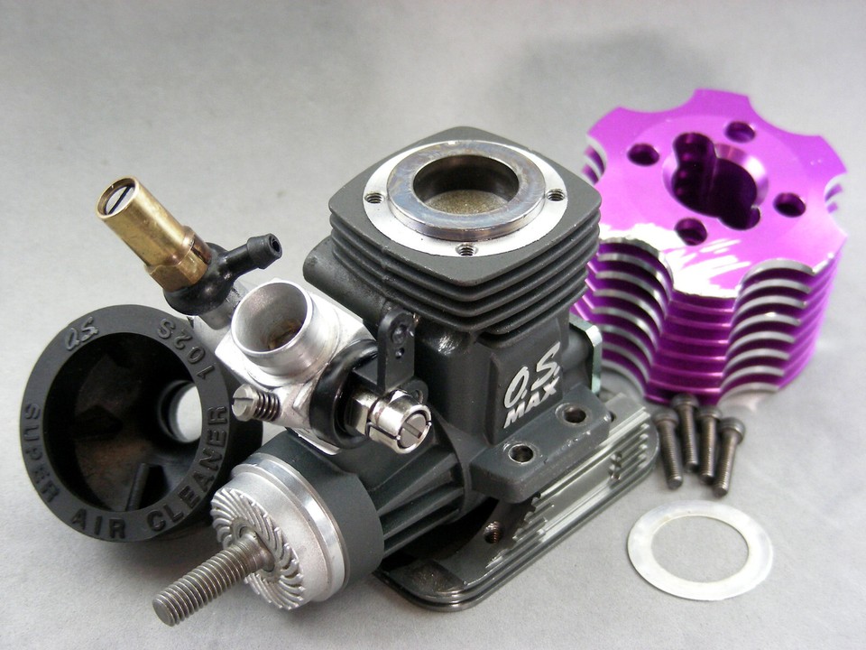 Vintage OS MAX 12CV HYPER PURPLE Head 10E Rotary Carb Engine RC10GT ...