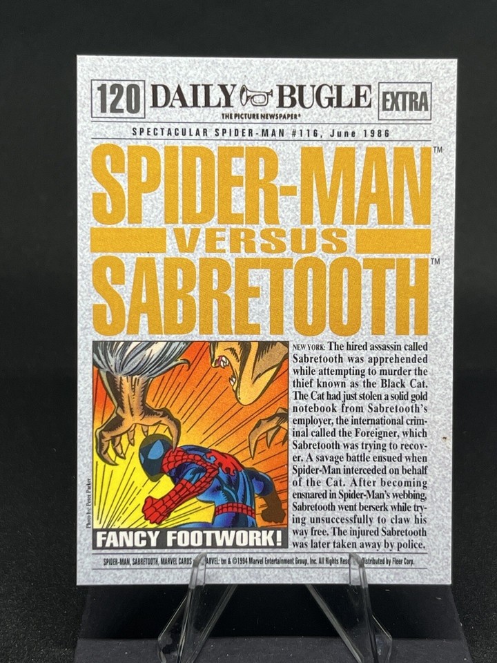 SPIDER-MAN VS SABRETOOTH 1994 Marvel SPIDEY’S GREATEST BATTLES Trading ...