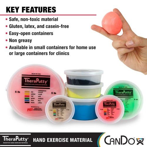 CanDo TheraPutty 2 oz Red Soft Resistive Hand Exercise Material for ...