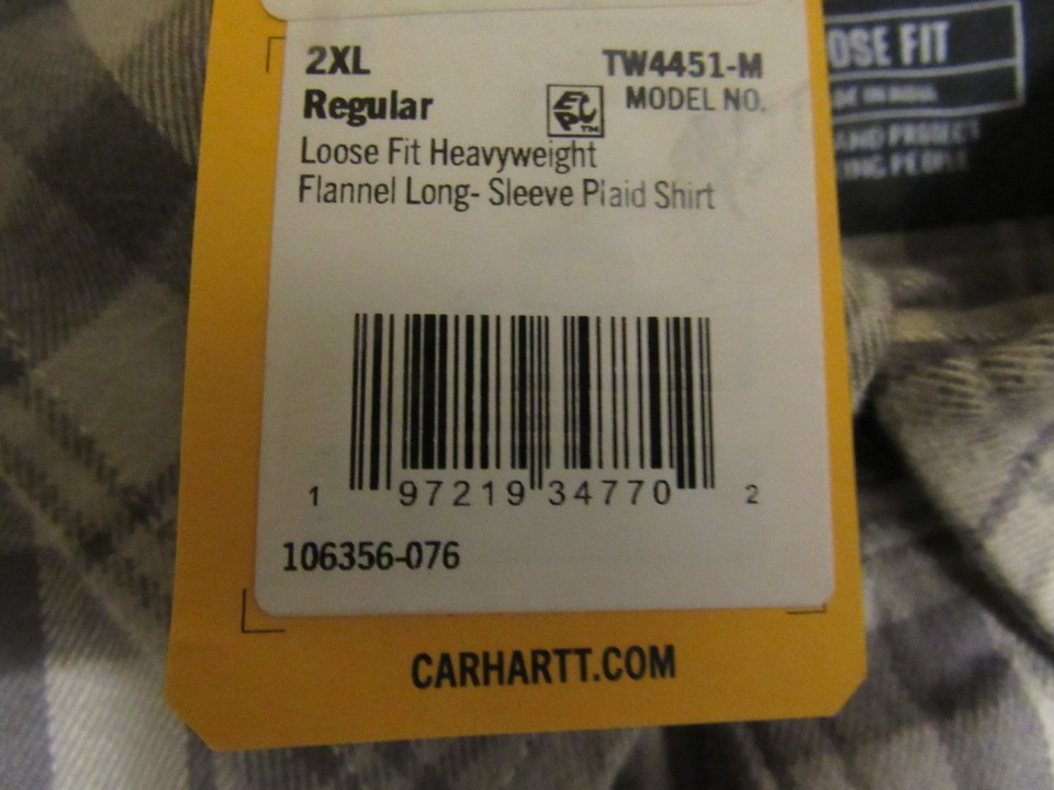 NWT MEN'S 2XL 2X-LARGE LS CARHARTT LOOSE FIT HEAVYWEIGHT FLANNEL SHIRT ...