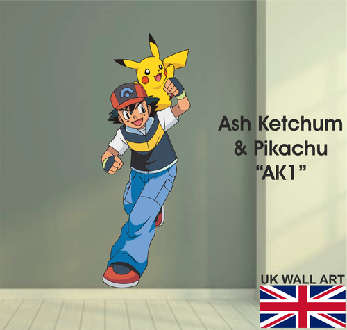ASH KETCHUM - POKEMON WALL ART STICKERS - 3 x great sizes - Item Code ...
