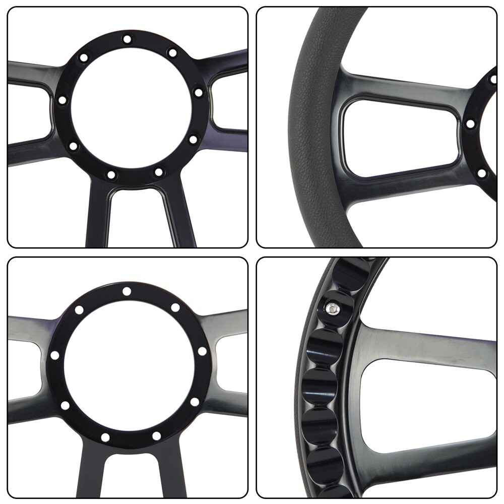 14" 9-Bolt Chrome W/Half Wrap PVC Steering Wheel + Adapter For Chevy GM ...