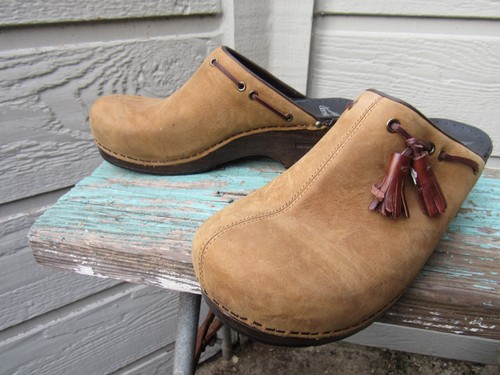 Dansko SHANNON Tassel Clog EU 40 US 9.5 - 10 Brown Suede Slip-On Mule ...