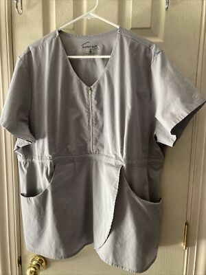 BUTTER-SOFT STRETCH WOMENS SILVER GRAY SCRUBS TOP BSS246 SZ 2X | eBay