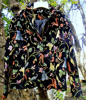 ELCC WOMEN'S ART NOVEAU LEAF DESIGN MULTICOLORED JACQUARD JACKET SIZE L ...