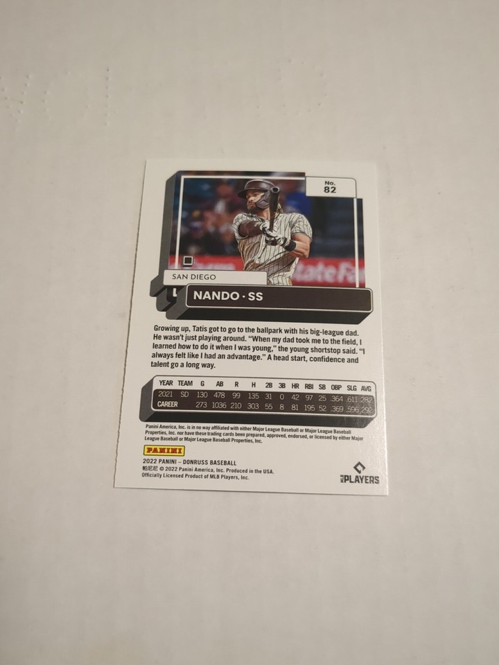 FERNANDO TATIS JR. NANDO Name Variation 2022 Panini Donruss Padres #82 ...