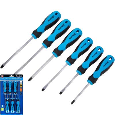 Bluespot 6pc Ergonomic Soft Grip Magnetic Precision Pozi Slotted Screwdriver Set | eBay UK