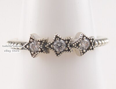CELESTIAL STARS Authentic PANDORA Beaded Band Ring Sz 7 198492C01-54 ...