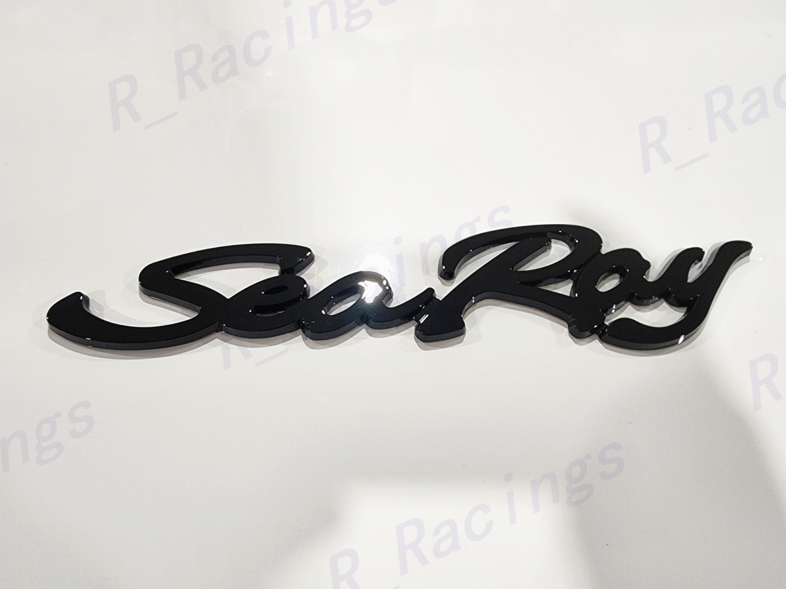 2PCS SEA RAY SEARAY SCRIPT Gloss Black EMBLEM BADGE BOAT LOGO 12-3/4 ...