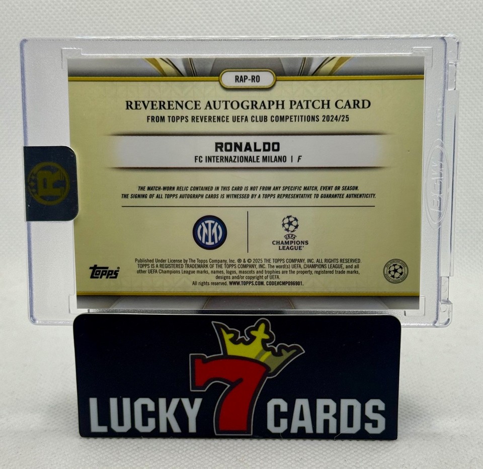 2024-25 Topps Reverence UCL Ronaldo Worn Patch Auto Black /10 SSP Inter ...