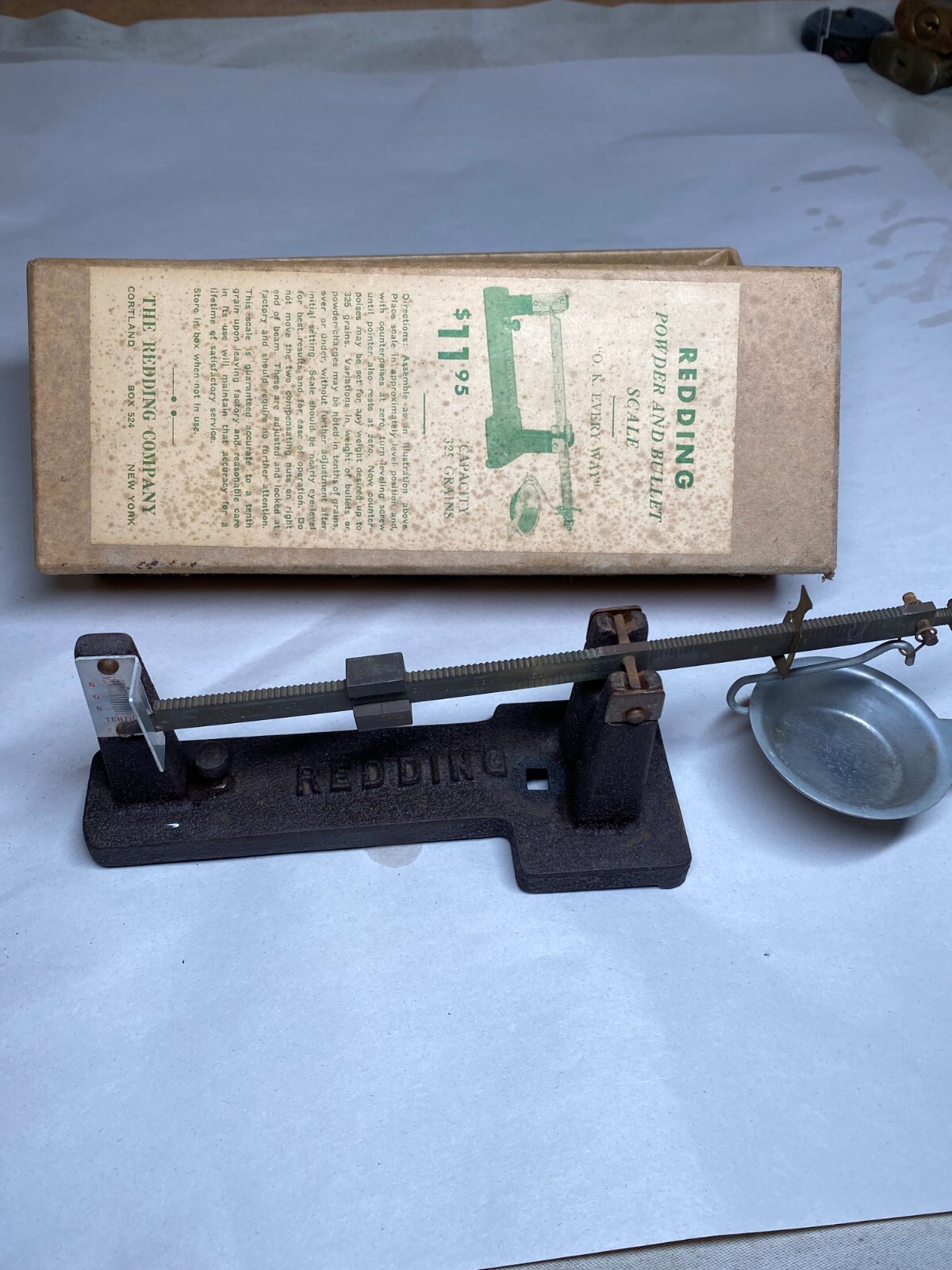 VINTAGE REDDING POWDER & BULLET SCALE WITH ORIG. BOX 325 CAPACITY | eBay