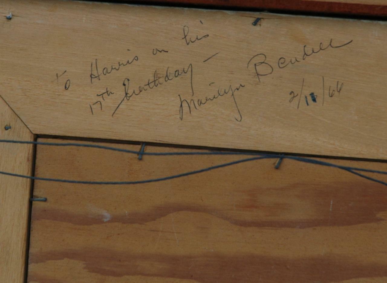 Mid Century 1966 Oil on Wood Of Sultry Woman by Listed Artist Marilyn ...