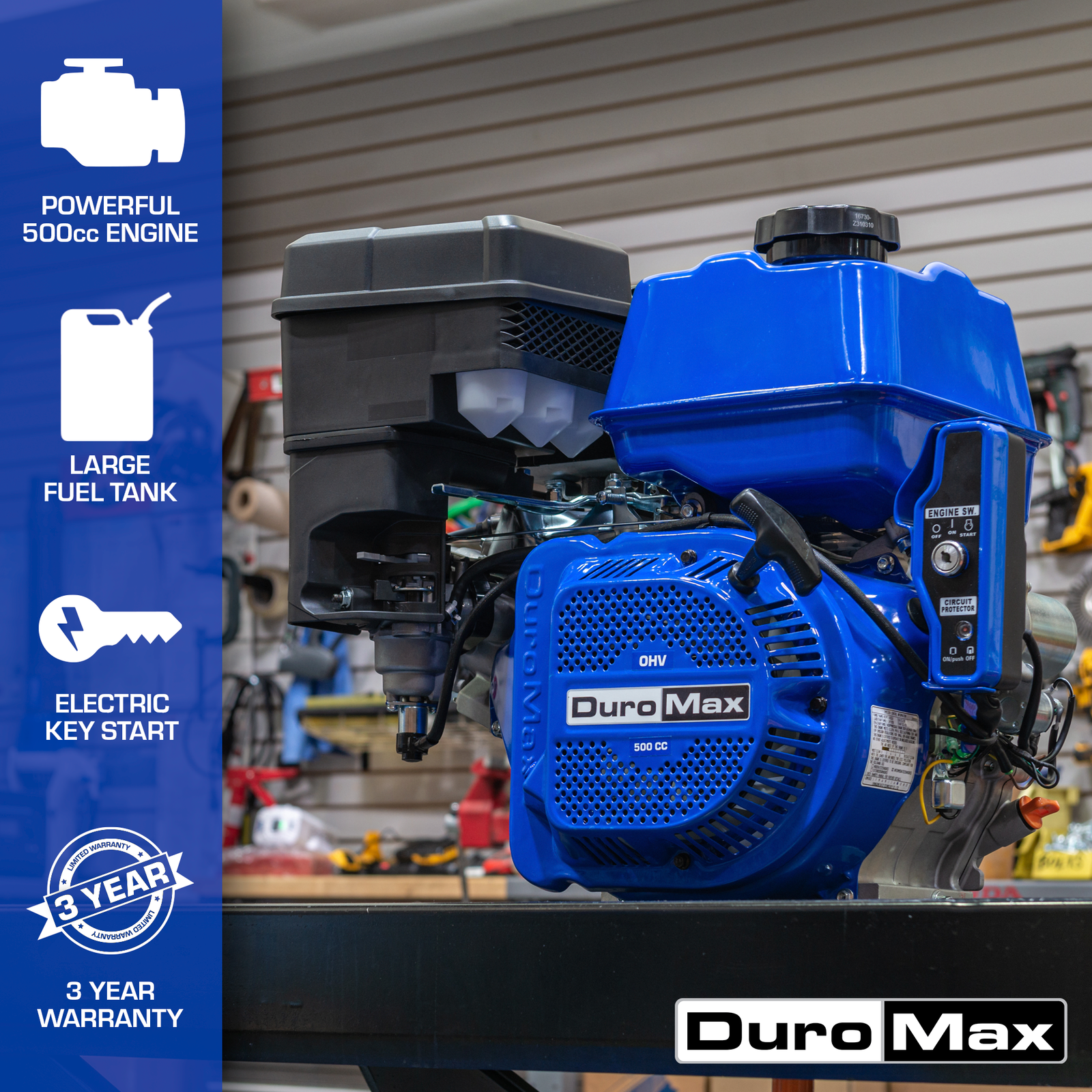 DuroMax XP20HPE 500cc 1-Inch Shaft Electric Start Gasoline Engine ...