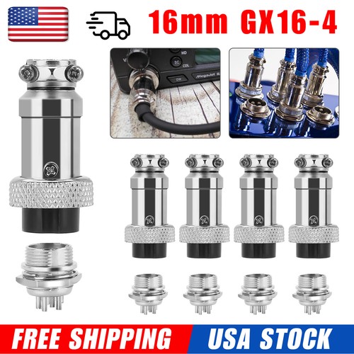 10x Metal 4 Pin Male Female Aviation Plug 24-16 AWG Wire Connector 16mm ...