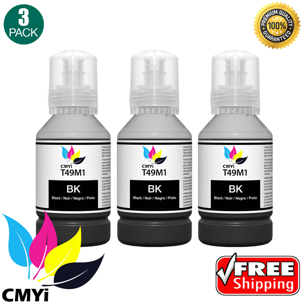 3 Pack T49M Sublimation Dye Black Ink Bottle for Epson SureColor F170 ...