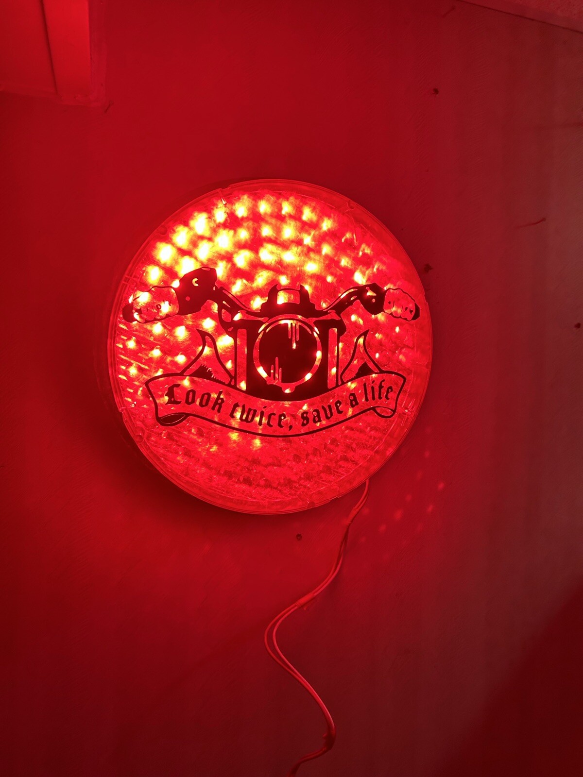 12” Red Led Traffic Light With Look Twice Save Life Decal | eBay