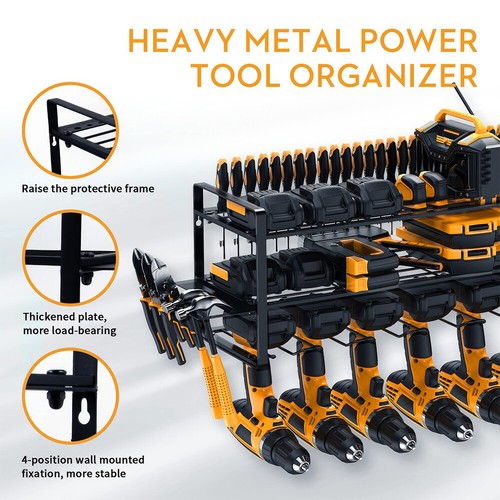 Heavy Duty Power Tool Organizer Wall Mount Cordless Drill Hanger ...