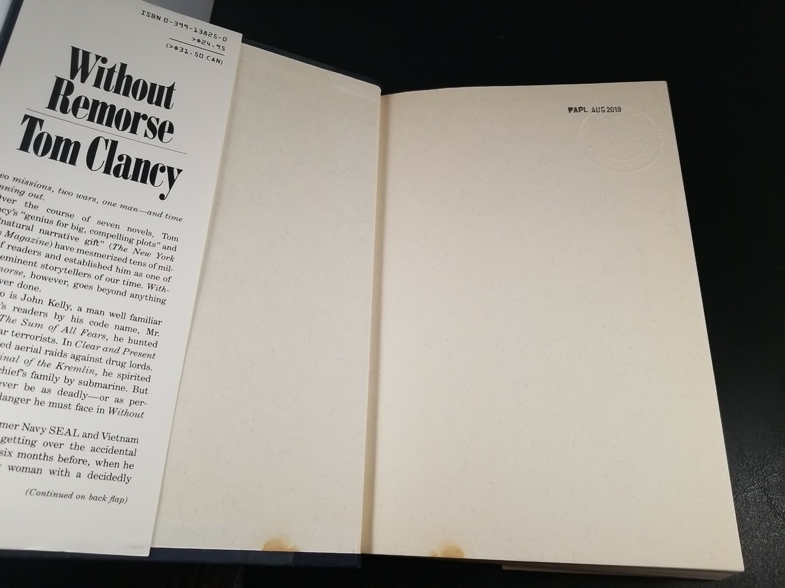 Without Remorse Tom Clancy (1993) 1st Edition 1st Printing Hardcover DJ ...