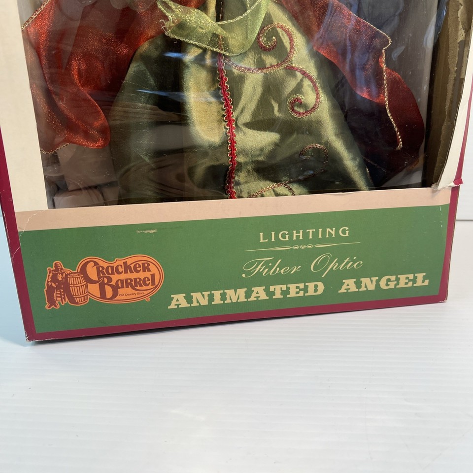 Cracker Barrel Plaid Tidings Fiber Optic Lighting Animated Angel NEW IN ...