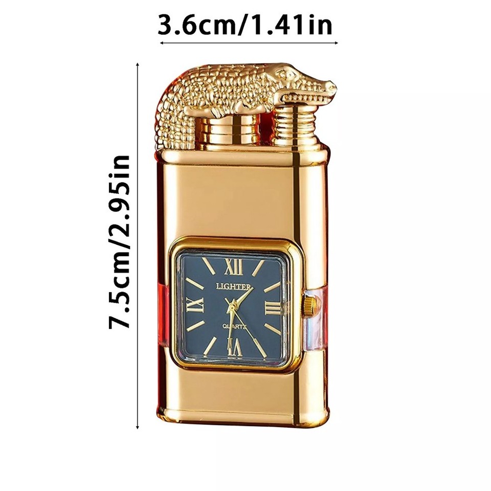 Windproof Dual Flame + Watch Lighter Adjustable Flame Torch Refillable ...