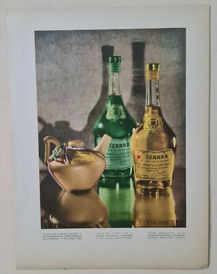 Liqueur Izarra 1936 Estampe en couleur Alcool Gastronomie Pays Basque ...
