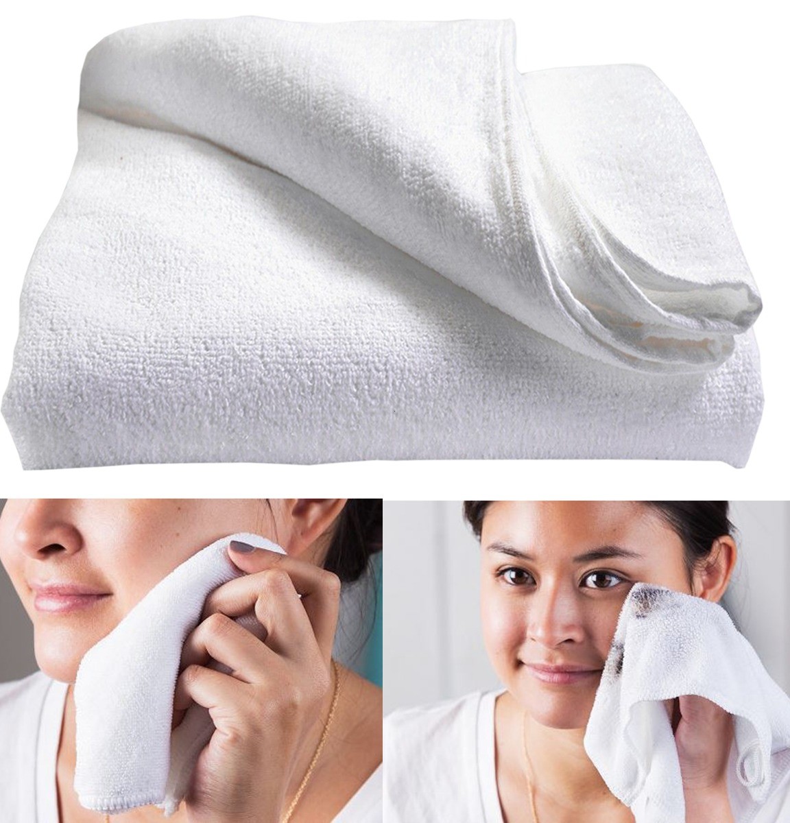10x White MICROFIBRE FACE FLANNELS Facial Cloth Cleansing Quick-Dry ...