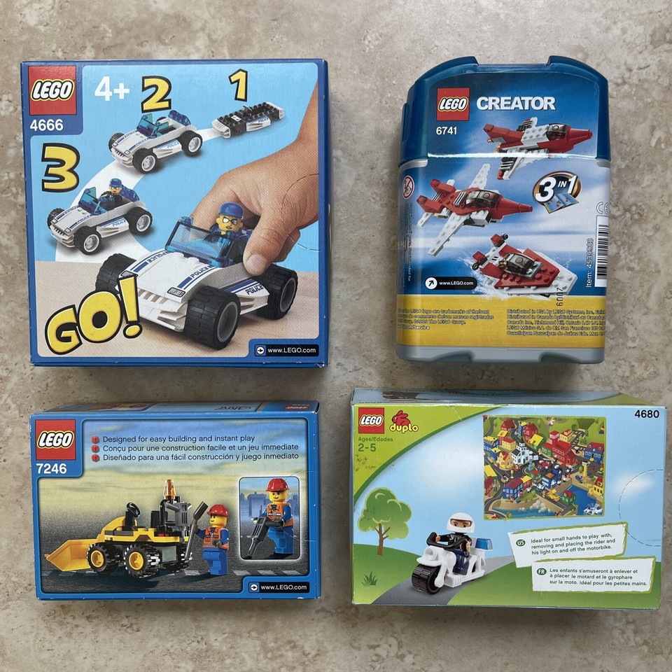 LEGO 4680 Police Motorcycle 7246 Mini Digger 4666 Speedy Car 6741 Mini ...
