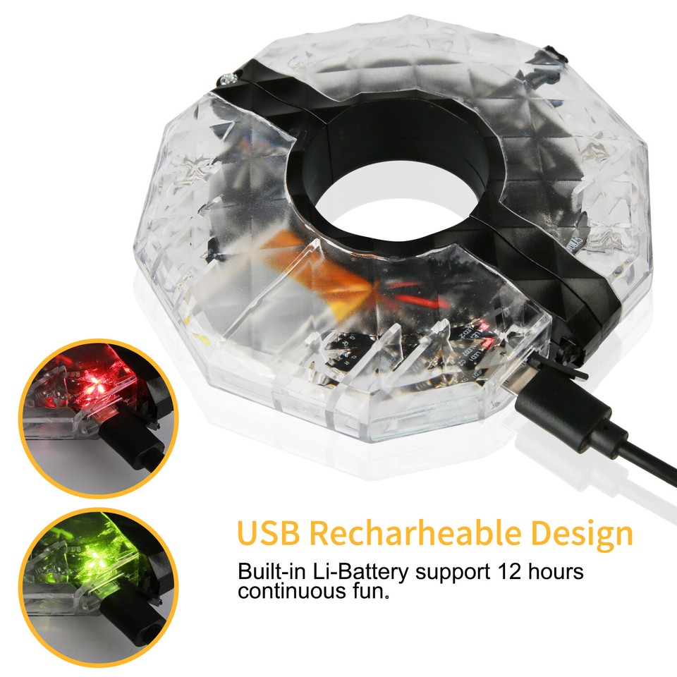 Rechargeable Bike Wheel Hub Lights Waterproof LED Cycling Spoke Lights ...