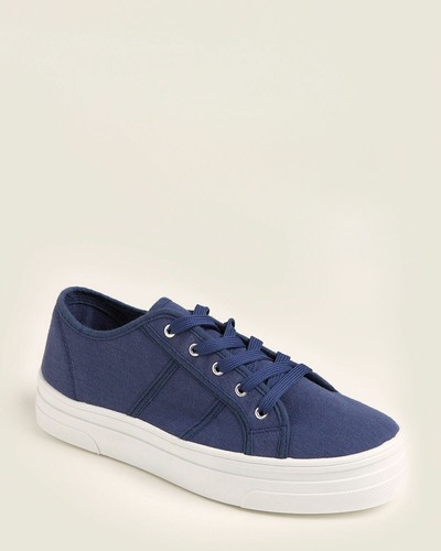 WANTED Navy Basejump Canvas Platform Sneakers - Size 10M | eBay