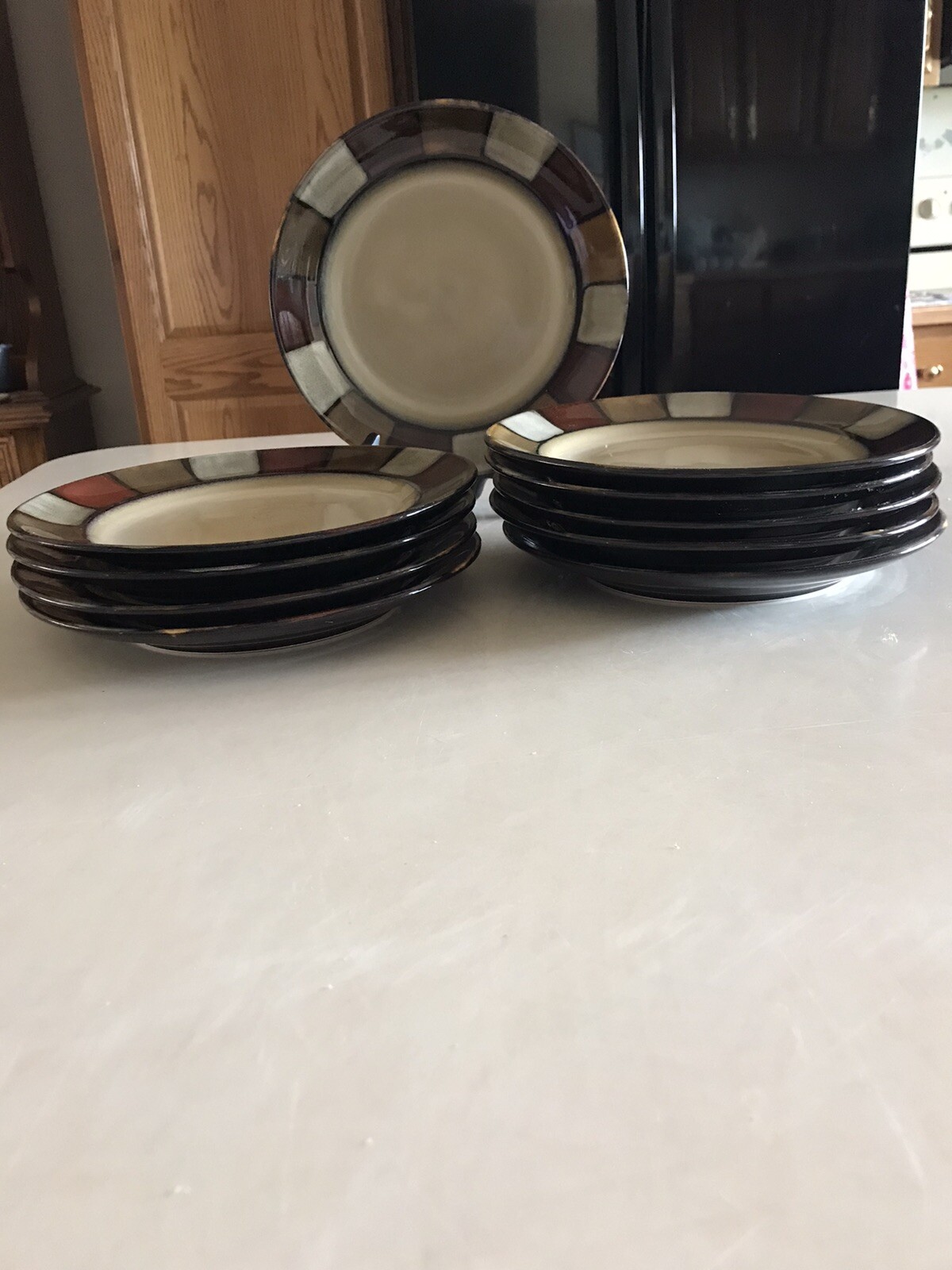 Set Of 10 Pfaltzgraff Everyday Taos Pattern Stoneware Salad Plates 8.75 ...
