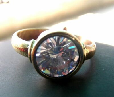 HANDMADE BRASS RING IN CUBIC ZIRCONIA FOR SHUKR GRAH SHANTI SIZE ...