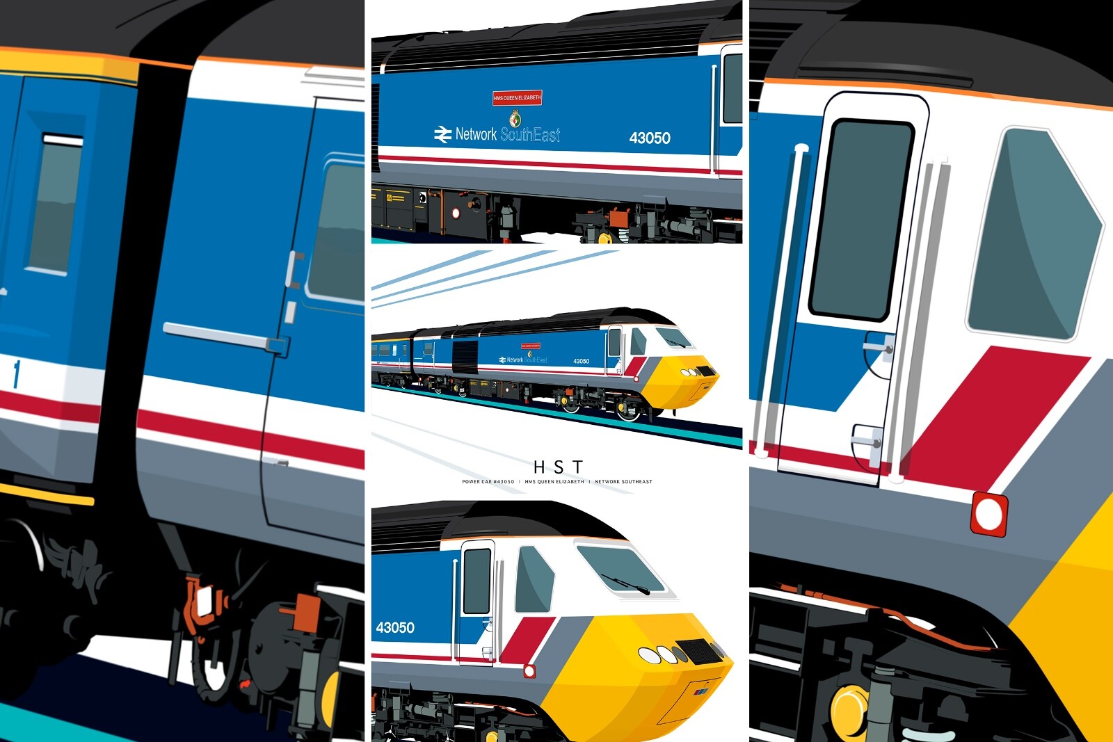 ARTWORK PRINT - HST POWER CAR #43050 | NETWORK SOUTHEAST LIVERY | eBay UK