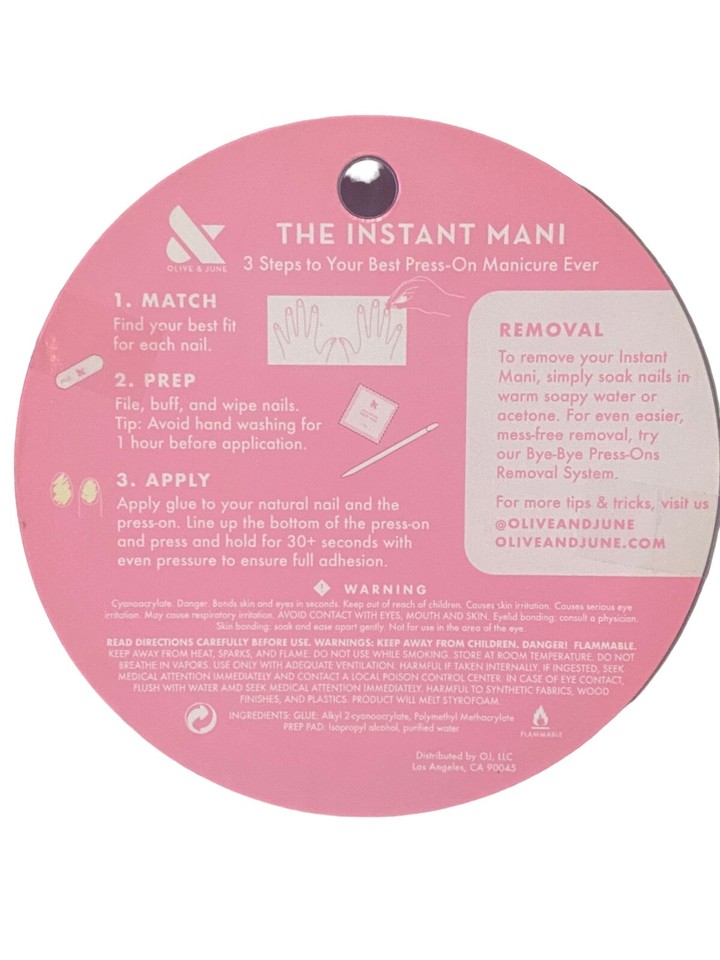 Olive & June Press On Nails The Instant Mani Medium White Purple Ombre ...
