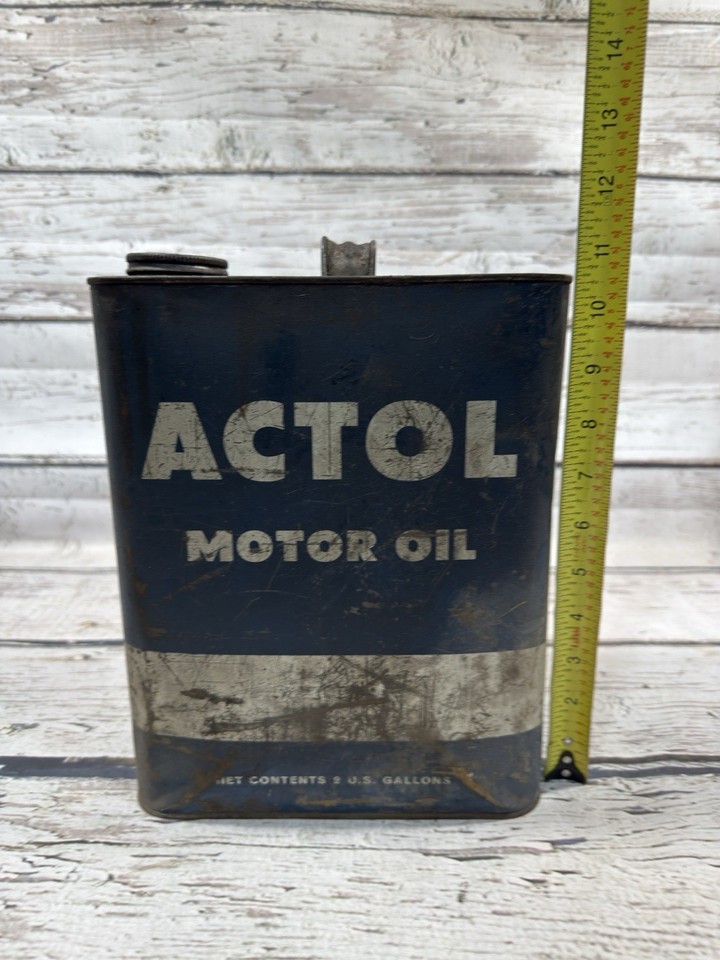 VTG Actol Motor Oil Humble Oil & Refining Co Double Sided Adv 2 Gallon ...