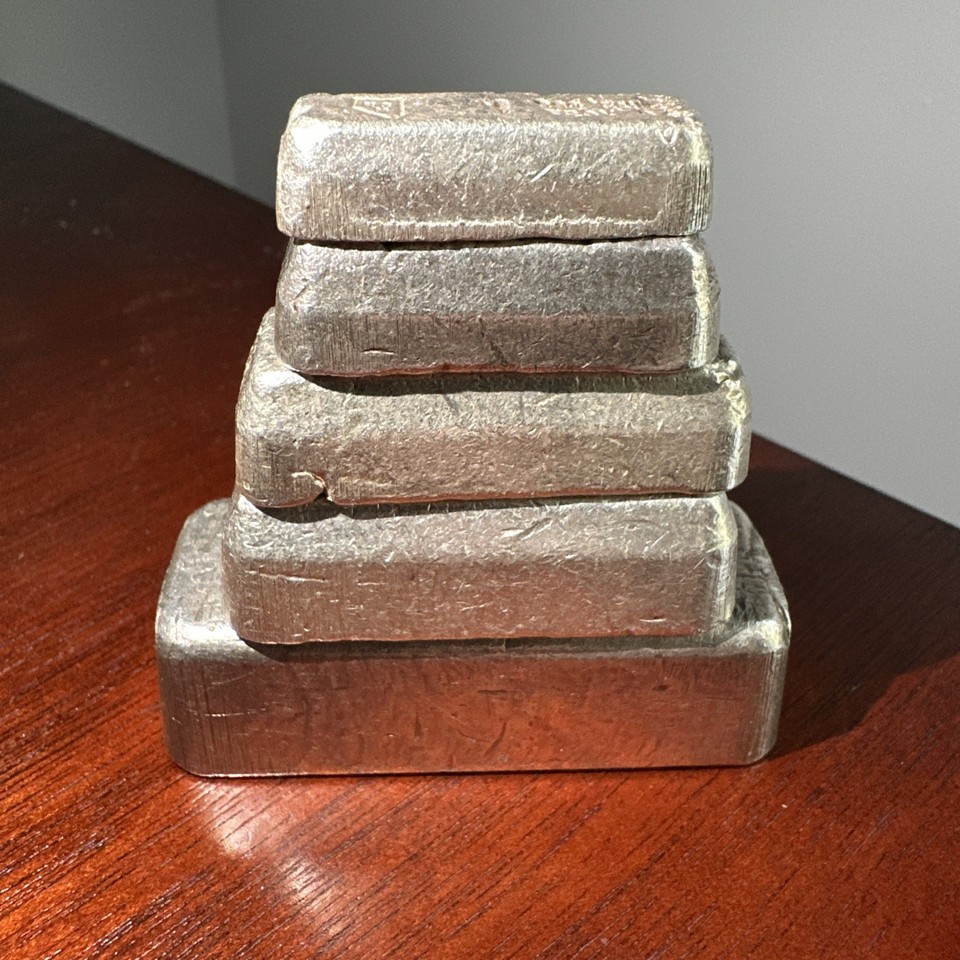 RARE Vintage NCM Nevada Coin Mart Oz. .999 Silver Poured Bars Set Of 5 ...
