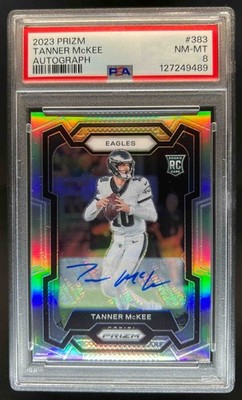 2023 Prizm Tanner McKee Auto RC Silver Rookie #383 Eagles PSA 8 | eBay