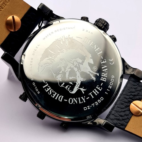 Diesel Mr. Daddy 2.0 51mm Black Stainless Steel Case with Black Leather ...